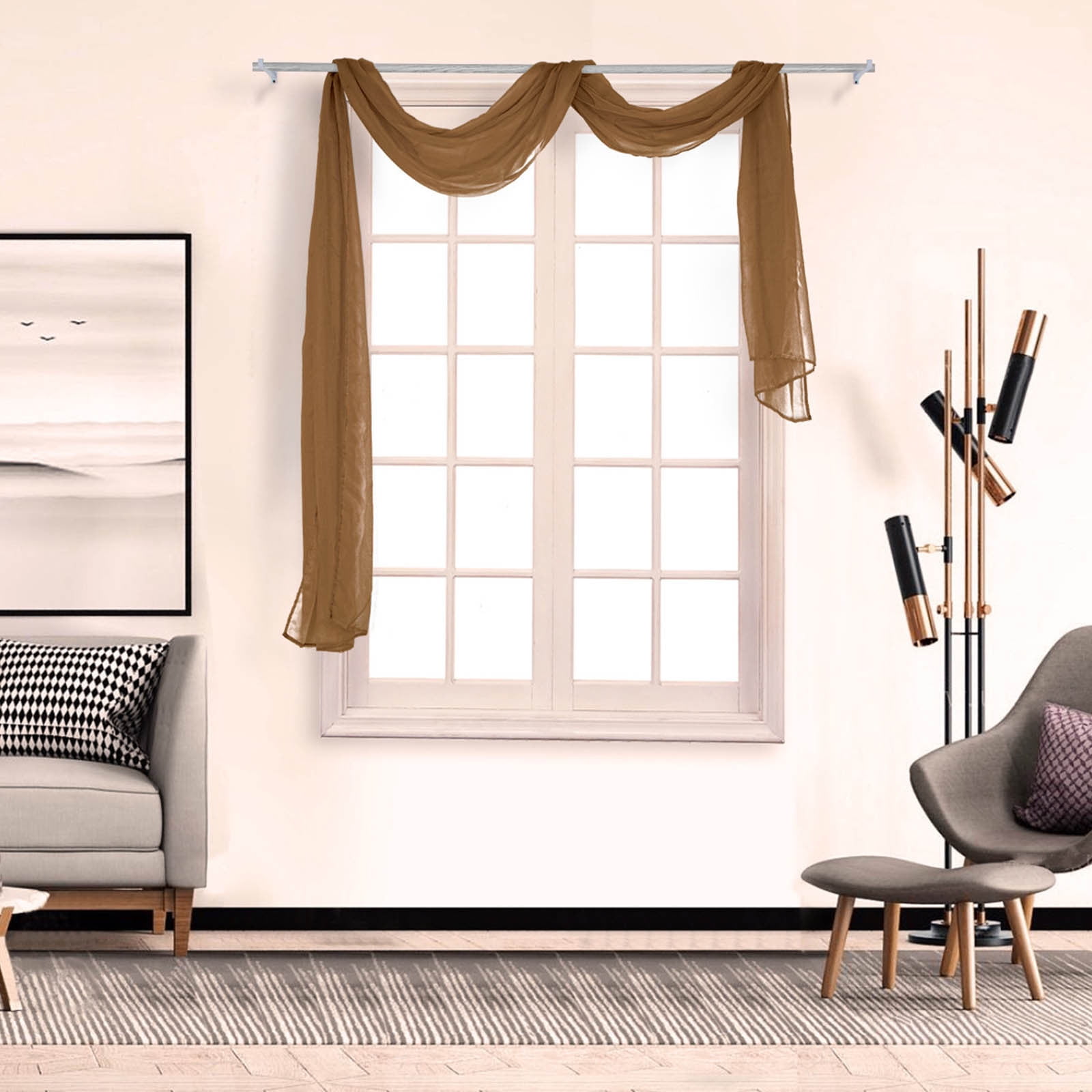 Brown Window Scarf Valance in 216 Inch Size. Use Window Scarves as ...