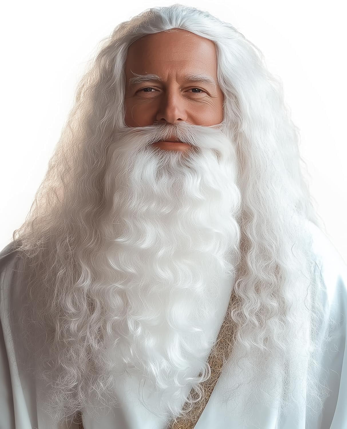 Brown Wizard Beard And Wig - Halloween Funny Father Time Costume ...