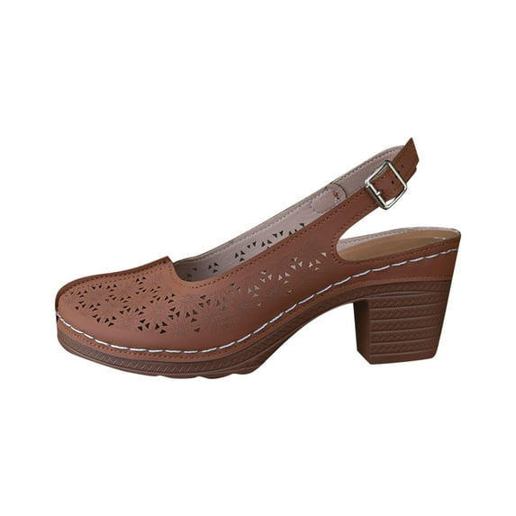 Brown Women Casual Wedge Heels Open Toe Round Toe Thick Sole For ...