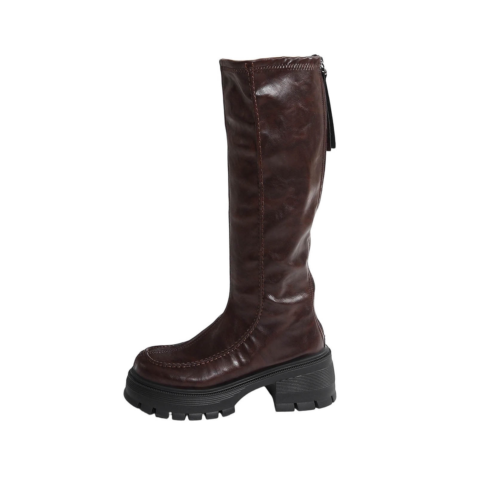 Brown Women Leisure Cold Weather Ankle Footwear With Circular Toe Side ...