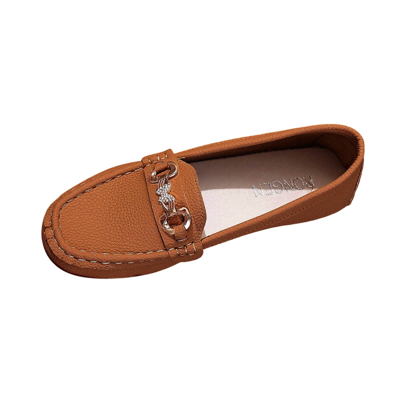 Brown Women Lightweight Moccasins Slip On Round Toe Flat Bottom Shallow ...