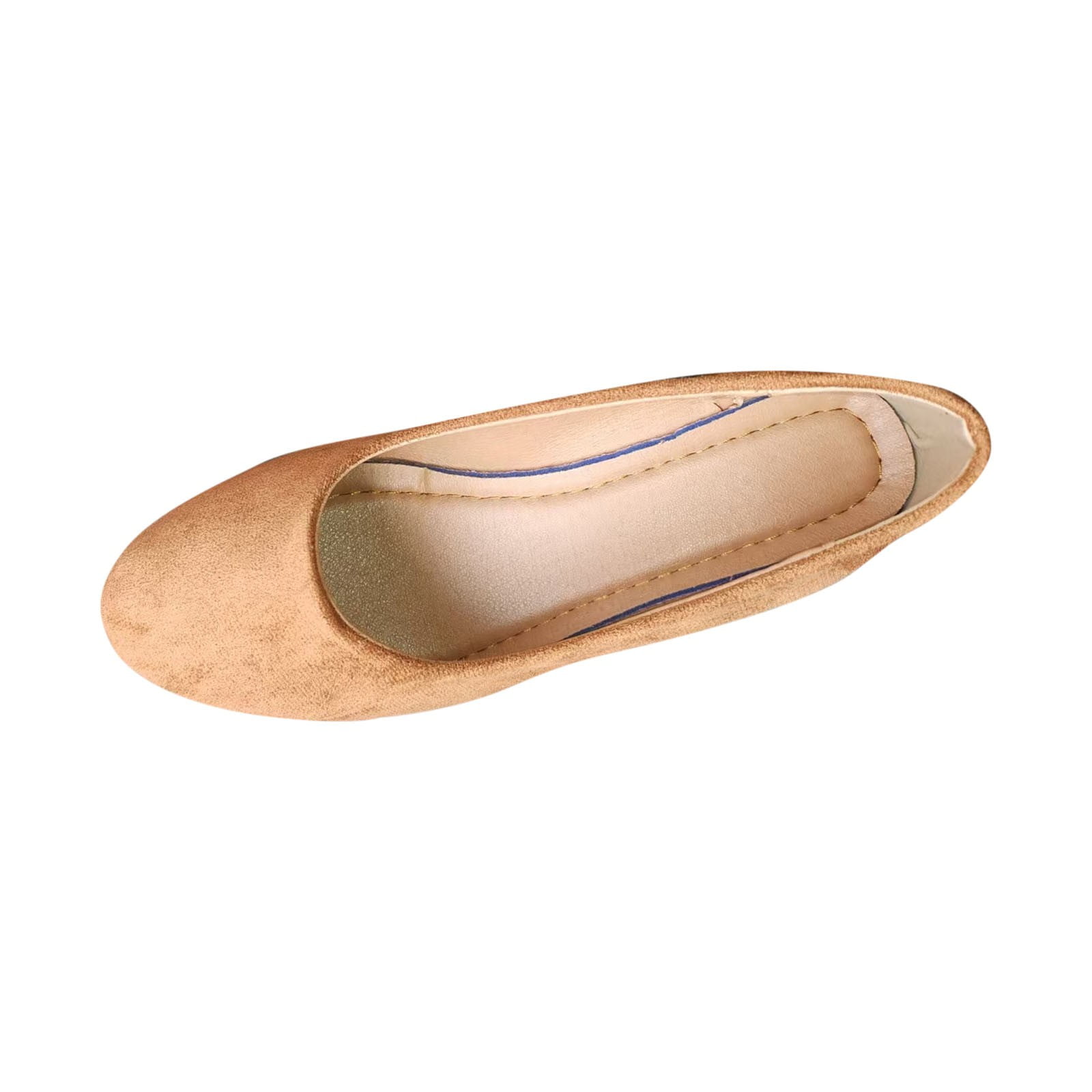 Brown Women Lightweight Non-Slip Slip-On Shoes Casual Toe Flock Upper ...