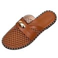 Brown Women'S Breathable Flat Sandals, Plus Size Round Toe Mesh Closed ...