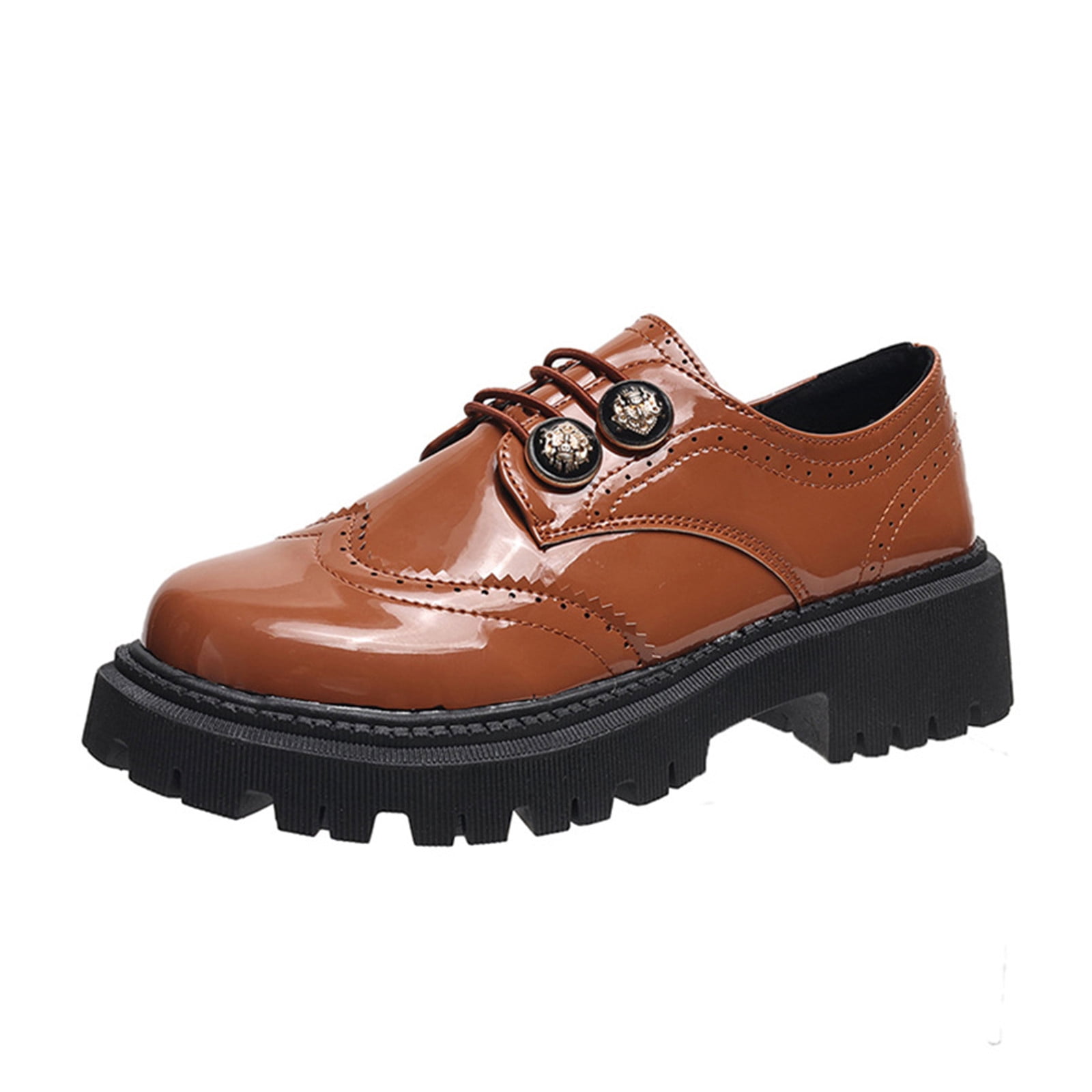 Brown Women'S Chic Cozy Shoes Featuring Round Toe And Metal Buckle ...