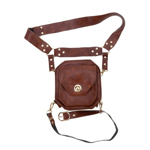 Brown Women'S Crossbody Leg Bag, Waist Bag, Motorcycle Style, Vintage ...