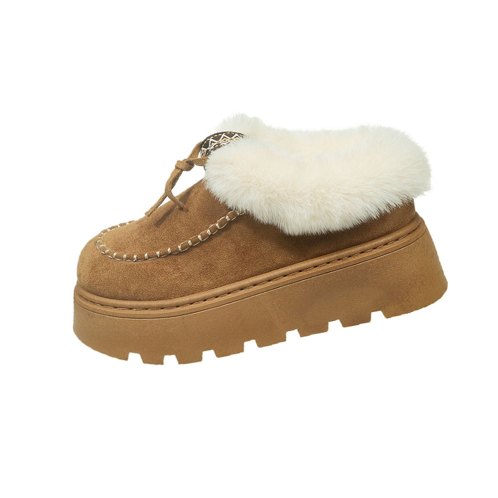 Brown Women'S Everyday Snow Boots Circular Toe Thick Sole Flat Design ...