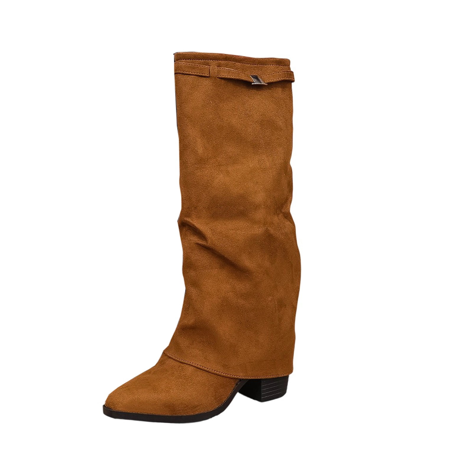 Brown Women'S Mid-Heel Long Boots With Knee-High Style For Winter ...