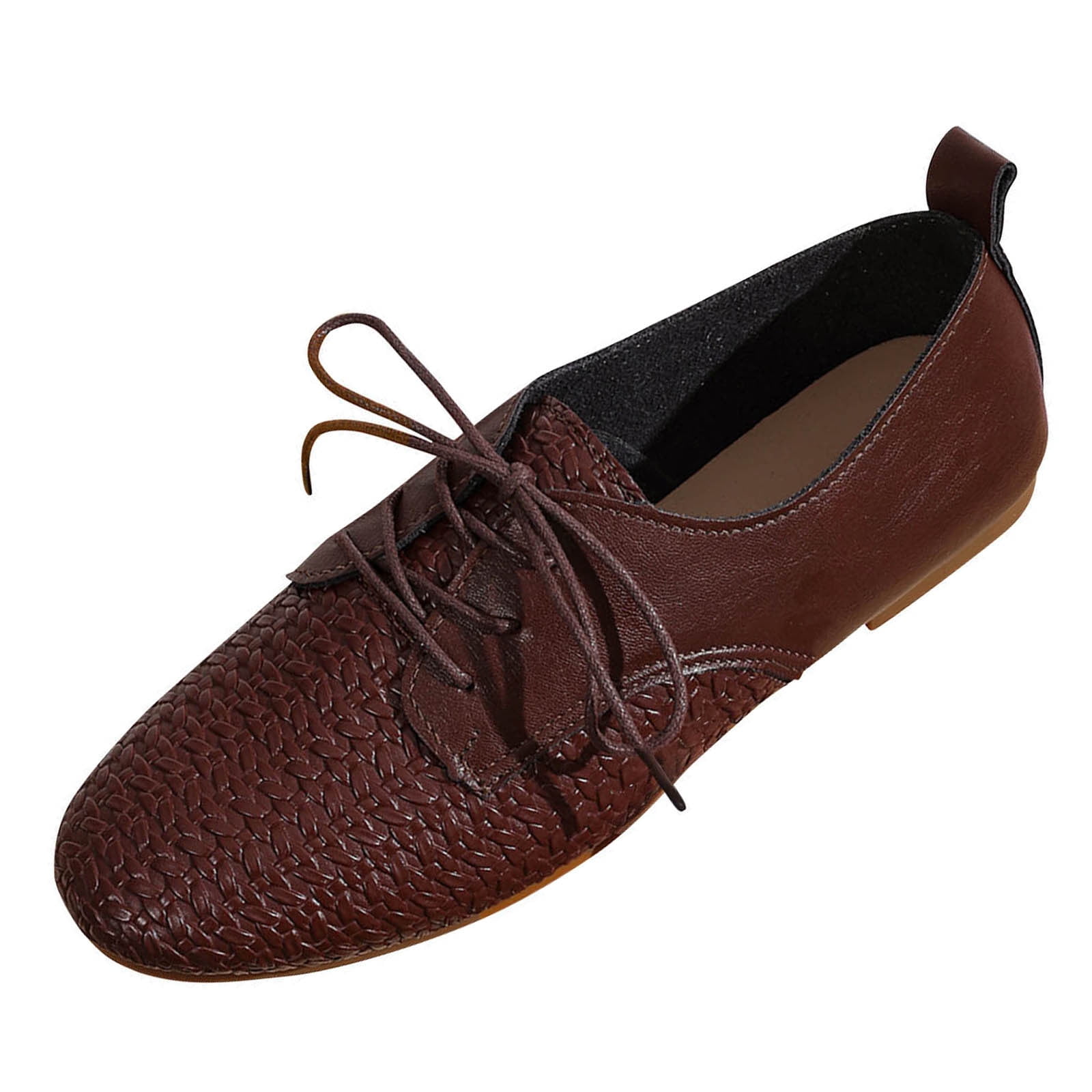 Brown Shoes For Women Casual Slip-On Shoes With Front Tie Detail ...