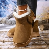 Brown Women'S Snow Boots Winter Fleece Lining Bow Detail Durable Upper ...