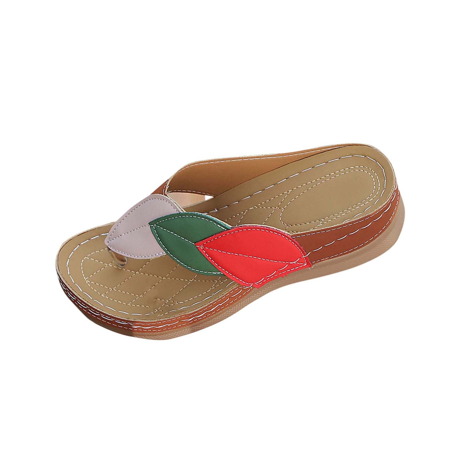 Brown Women Spirited Wedge Heel Sandals With Color Strategy Thick ...