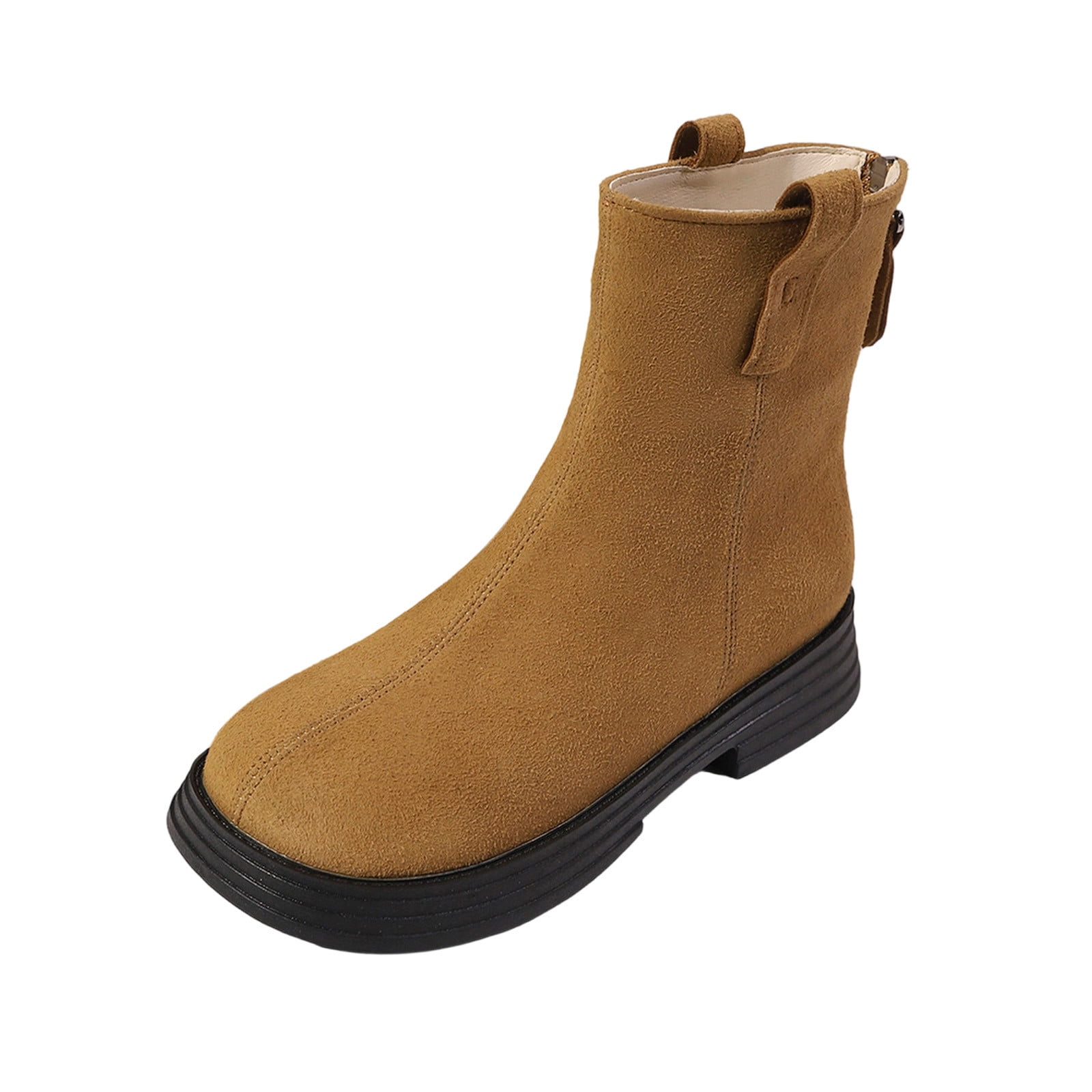 Brown Women Trendy Sweet Cool Elastic Ankle Boots Thick Sole Heightening Fall Winter Flock ...