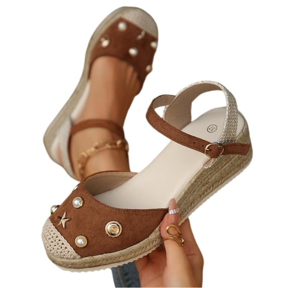 Brown Women's Closed Toe Platform Sandals Summer Buckle Ankle Strap ...