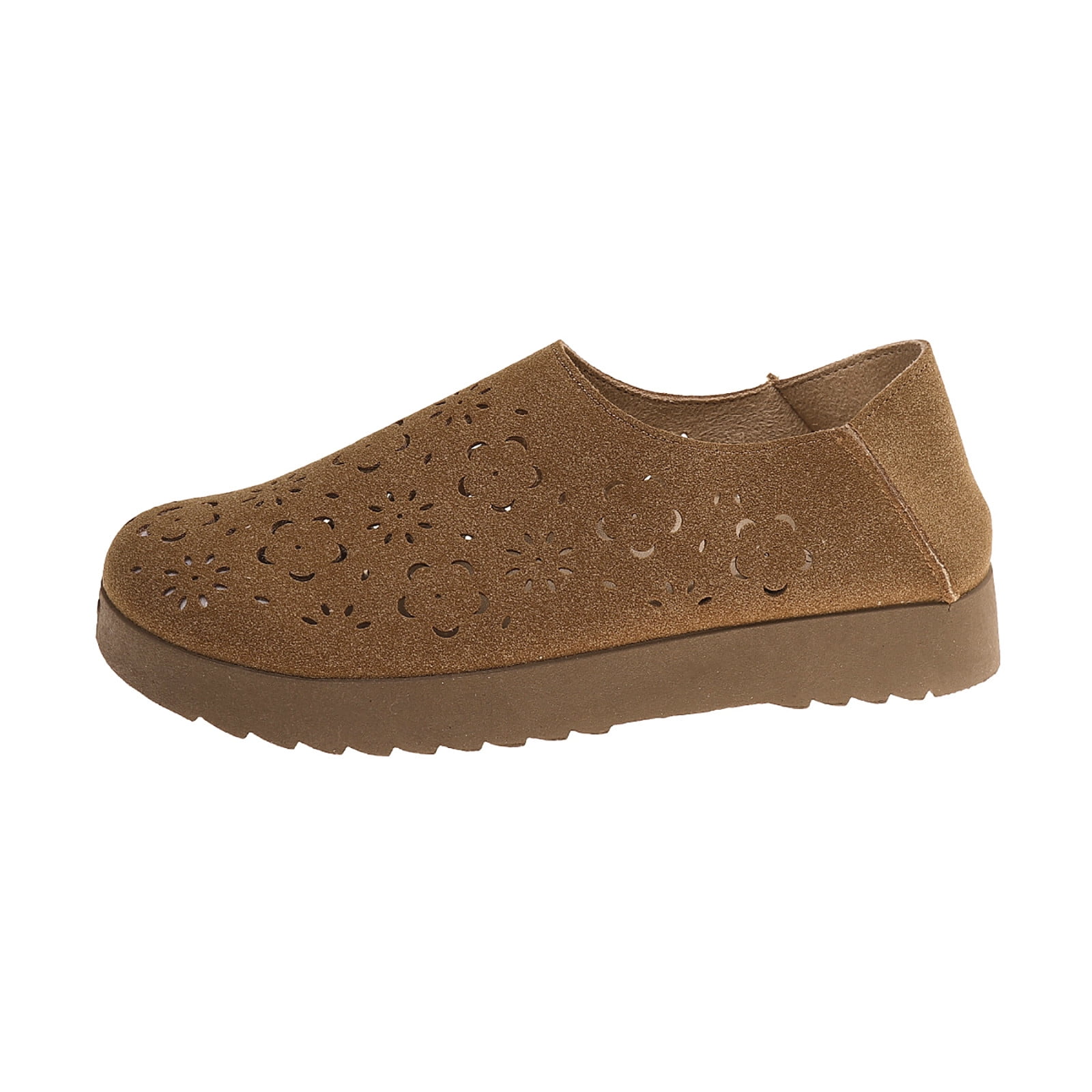 Brown Womens Casual French Low Cut Lightweight Flat Slip On Shoes ...