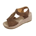 Brown Womens Plus Size Buckle Open Toe Peep Toe Sandals Cozy Spring ...