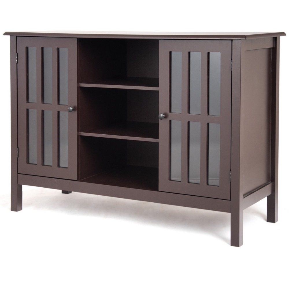 Brown Wood 43-inch TV Stand Storage Cabinet Console Table - Walmart.com