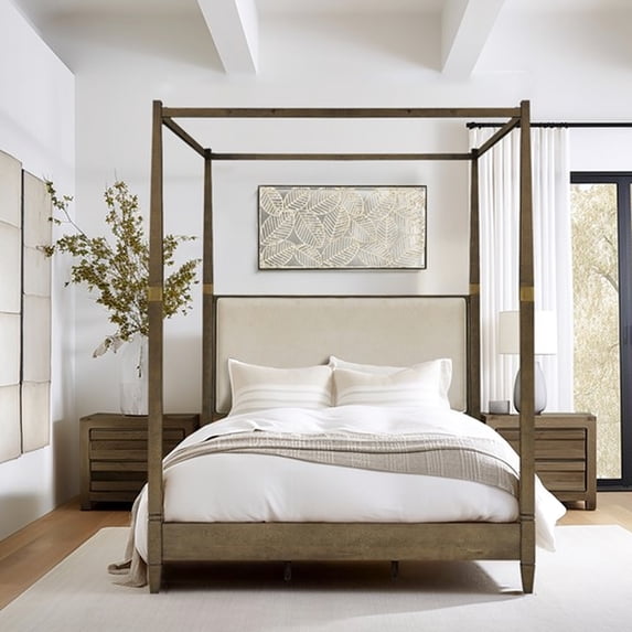 Brown Wood - 5 - Piece Slat System - Queen Bedroom - Stable Bed Support ...