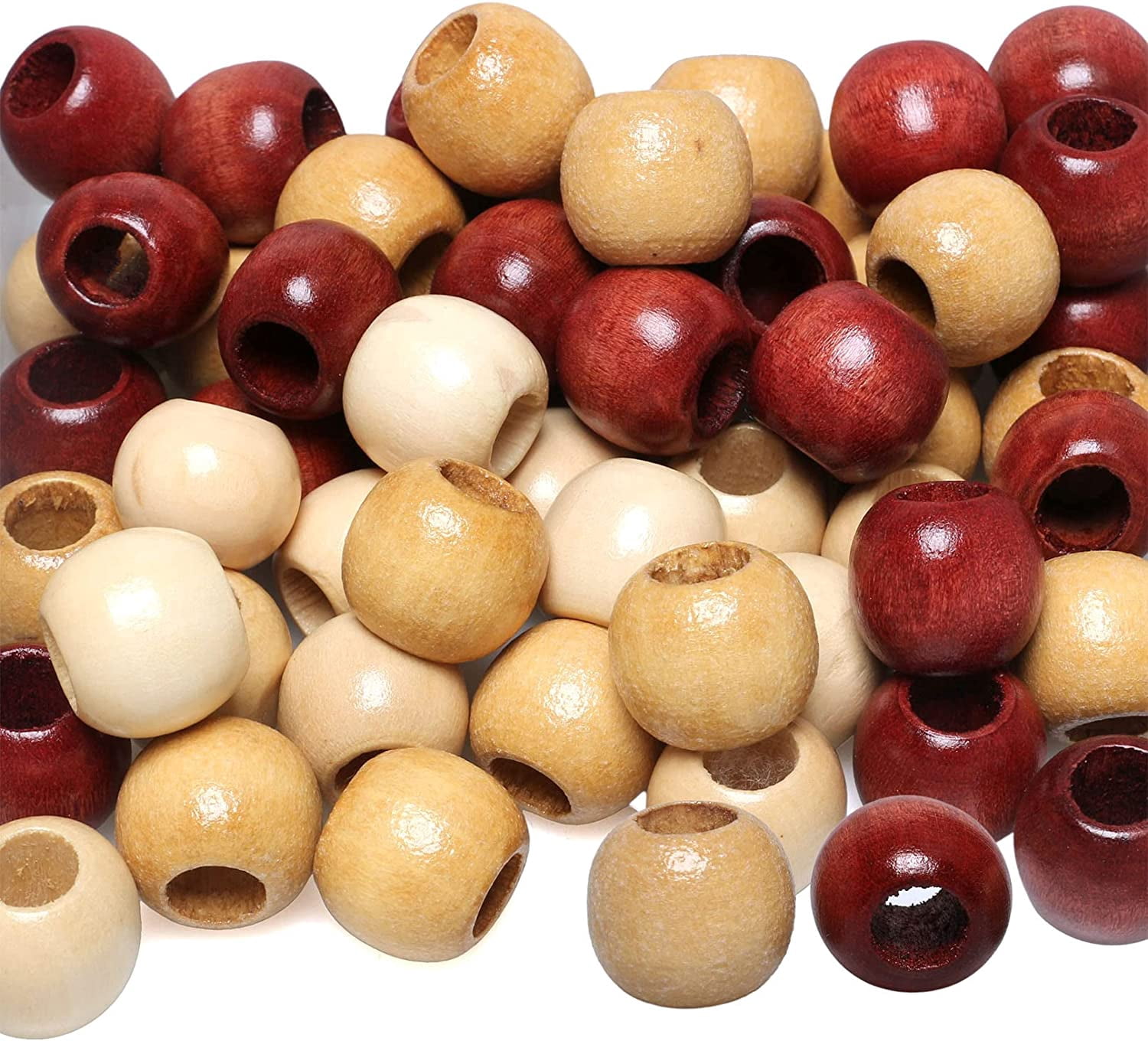 Brown Wood Beads Large Hole 20mm Variety Pack Wooden Macrame Beads ...