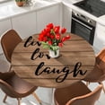 Brown Wood Board Flower Texture Round Fitted Tablecloth with Elastic ...