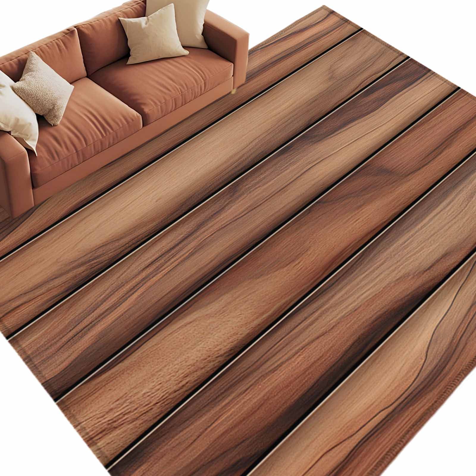 Brown Wood Board Washable Area Rug 5 x 7 ft Farmhouses Vintage Barn ...