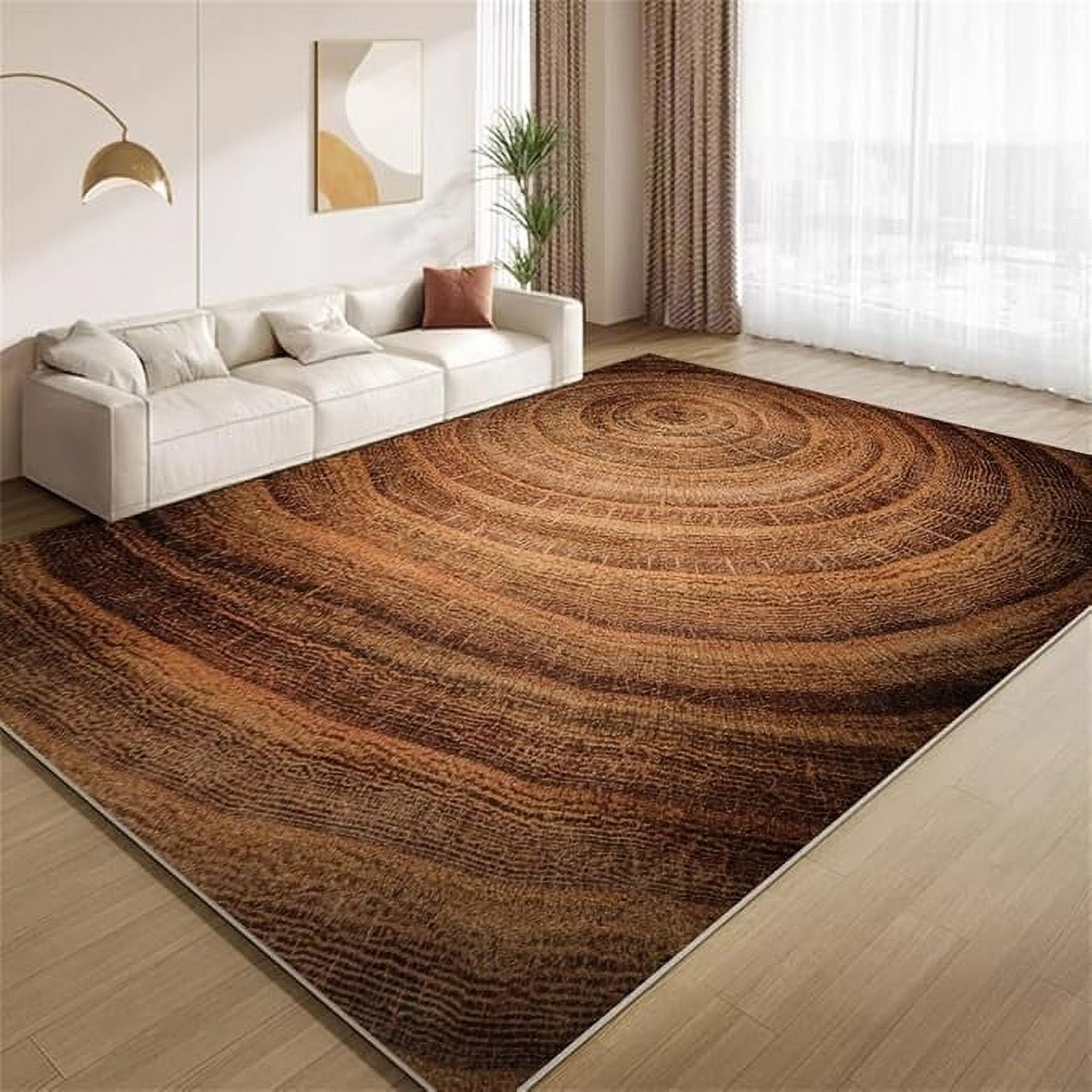 Brown Wood Grain Annual Ring Area Rug, Tree Stump Home Decor Rug, Anti ...