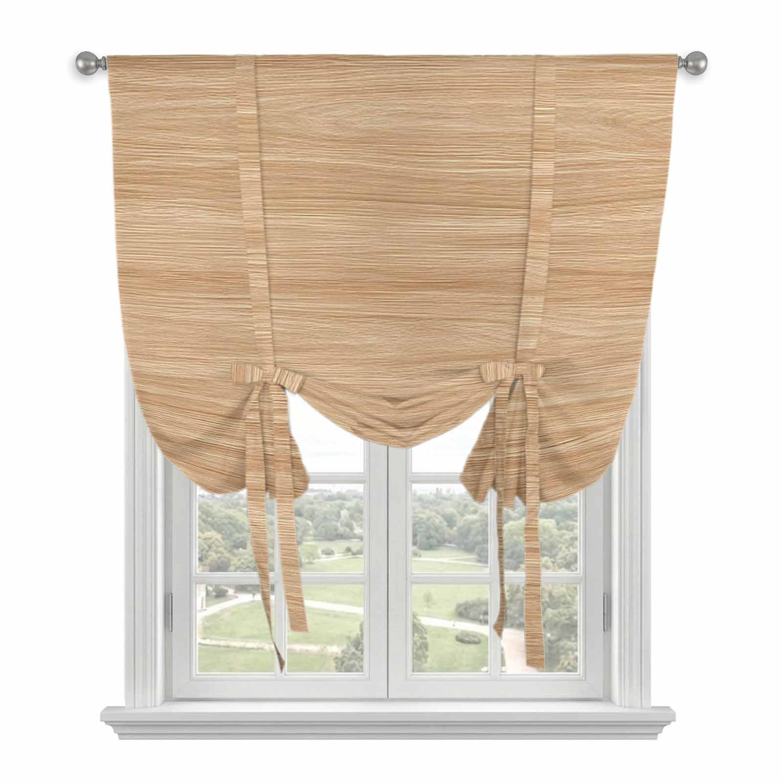 Brown Wood Grain Balloon Curtains for Living Room/French Door, Retro ...