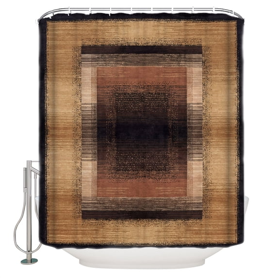 Brown Wood Grain Bathroom Shower Curtains with 12 Hooks Polyester ...