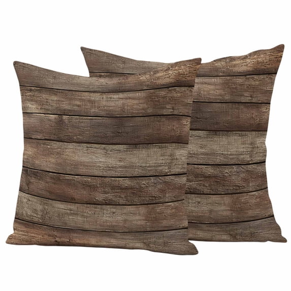 Brown Wood Grain Outdoor Pillow Covers Set of 2 Realistic Wooden Board ...