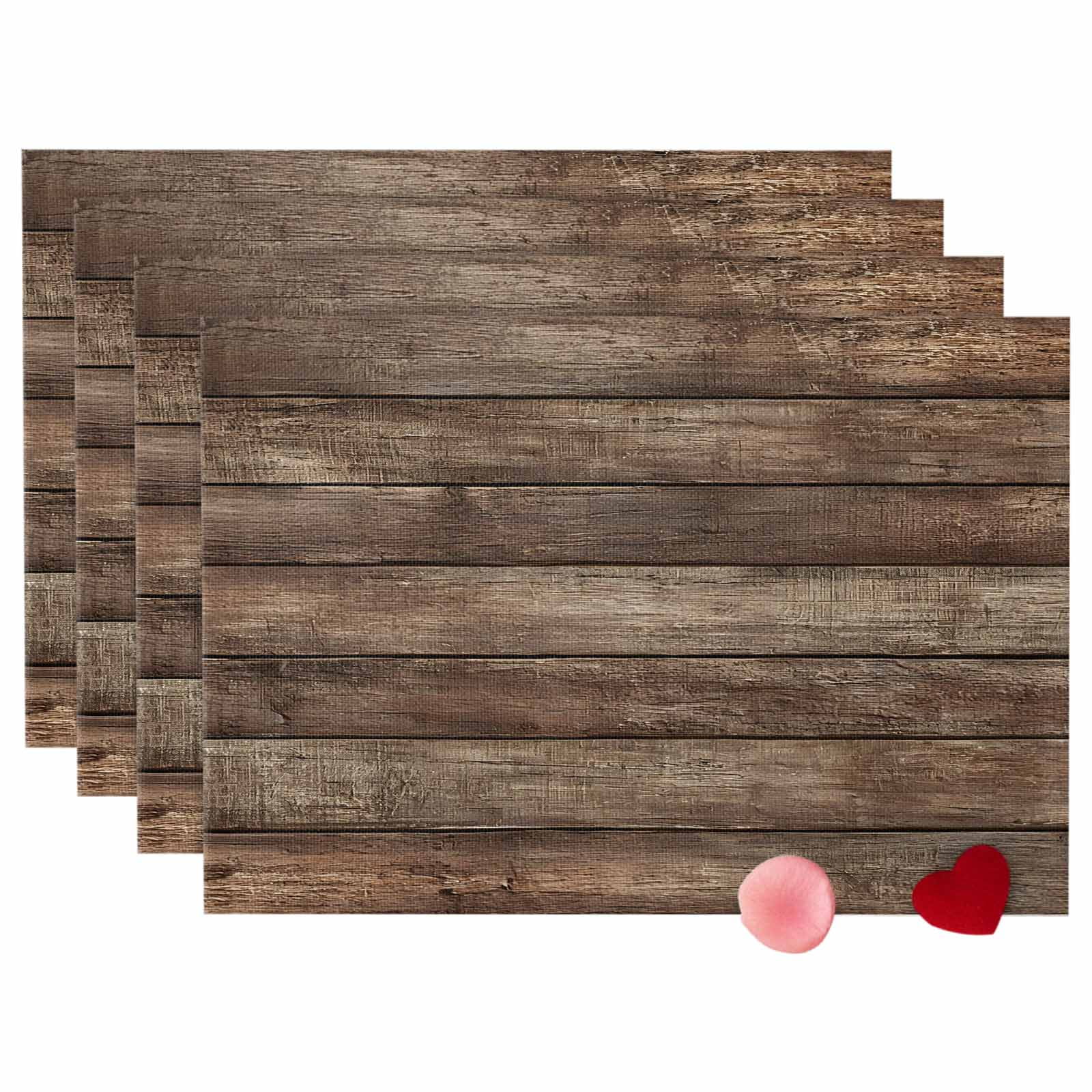 Brown Wood Grain Placemats Set of 4, Realistic Wooden Board Texture ...