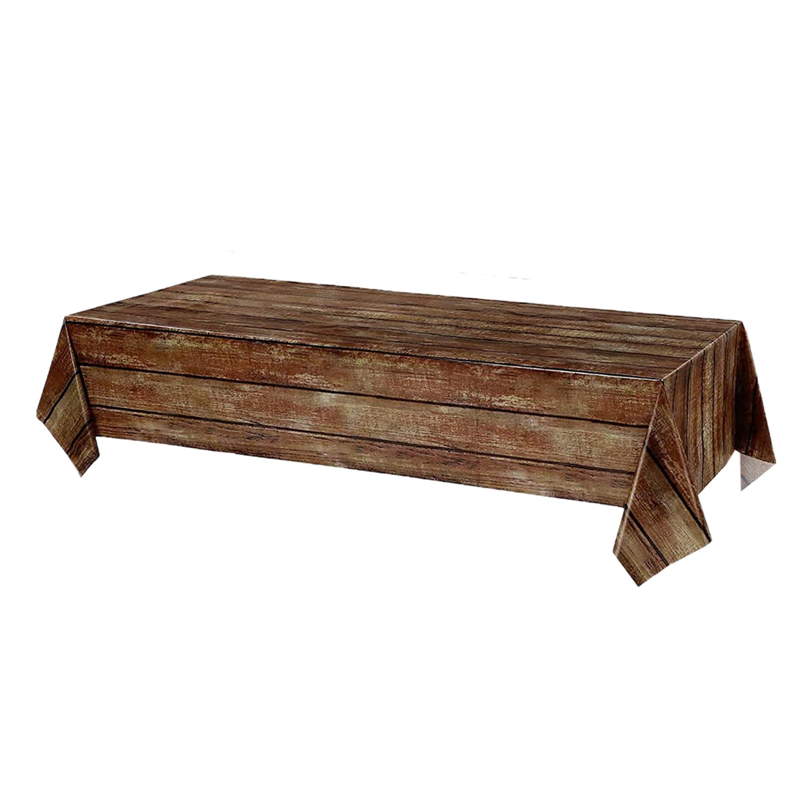 Brown Wood Grain Plastic Tablecloth for Rectangular Table, Rustic ...