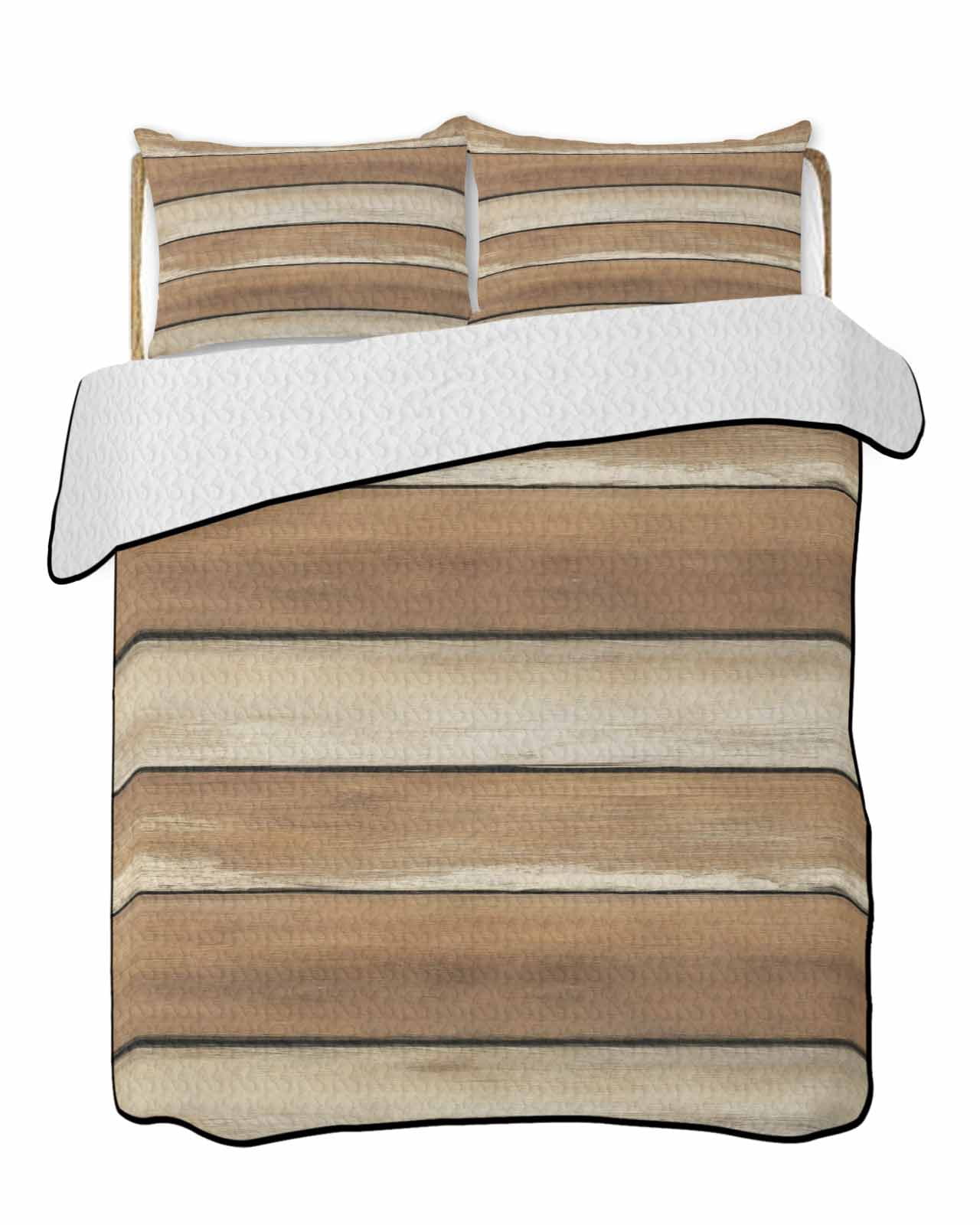 Brown Wood Grain Quilts Bedding Set King Size Vintage Board Farm ...