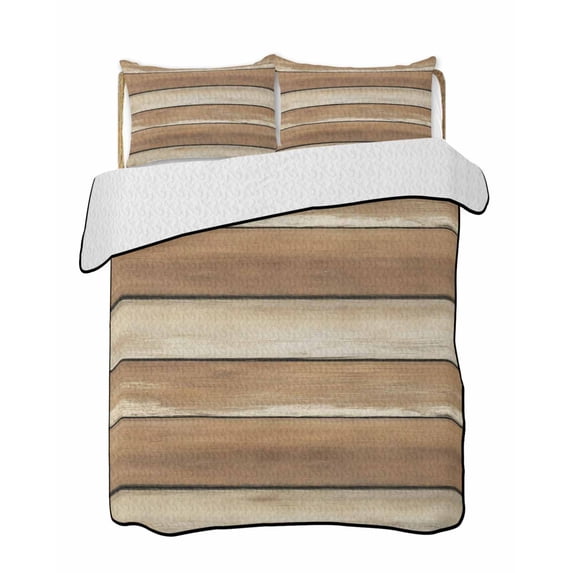 Brown Wood Grain Quilts Bedding Set King Size Vintage Board Farm ...