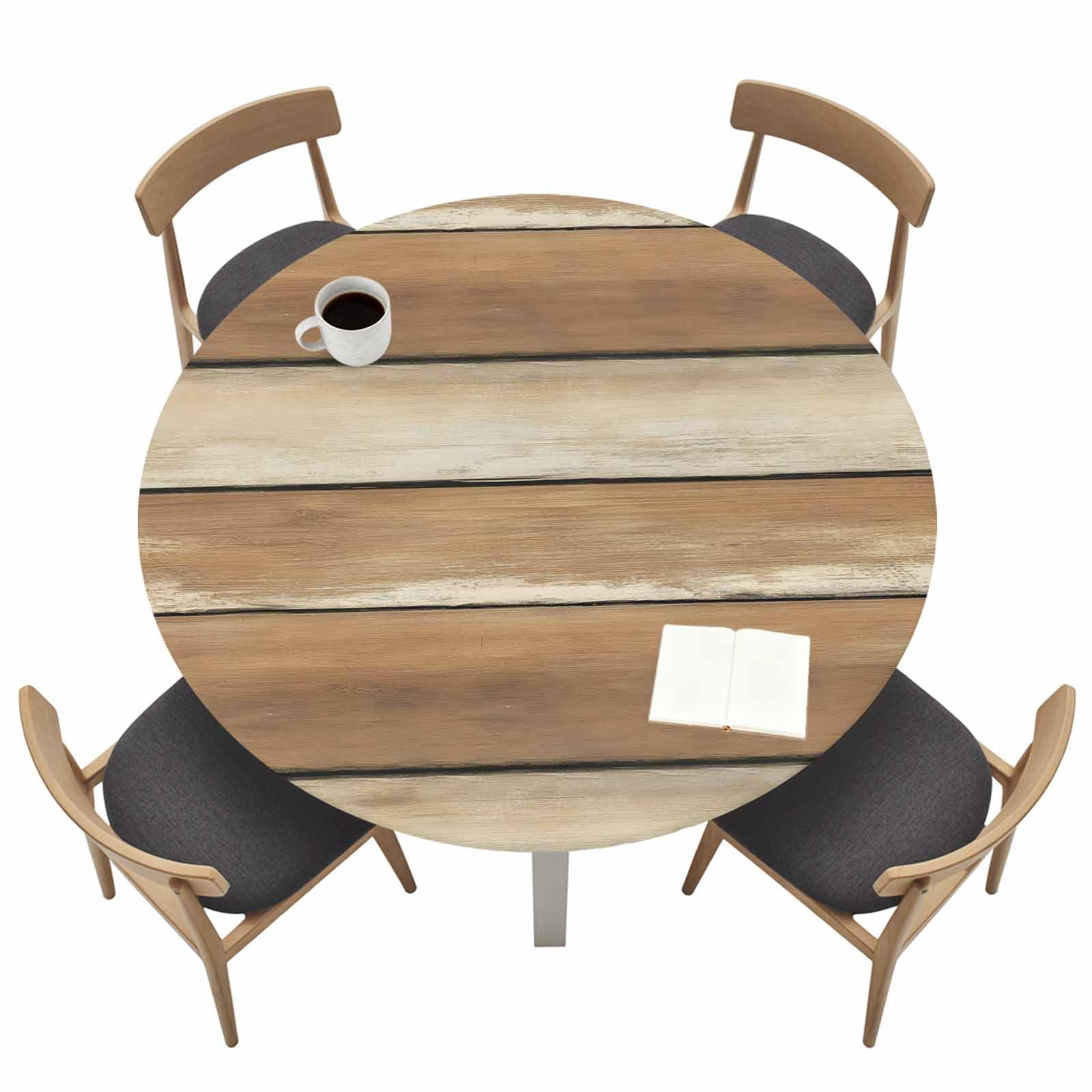 Brown Wood Grain Round Fitted Tablecloth with Elastic Edge Vintage ...