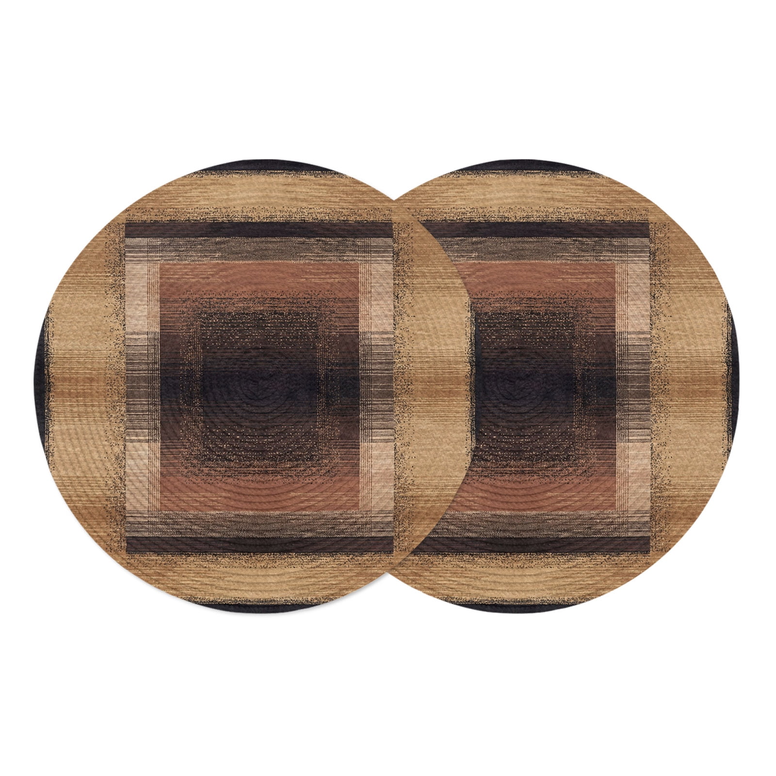 Brown Wood Grain Round Placemats Set of 2 Geometric Wooden Mottled ...