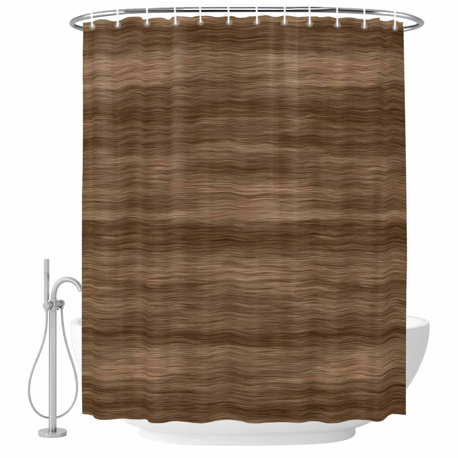 Brown Wood Grain Shower Curtain Set - Long 72" x 84" Washable Bathtub ...