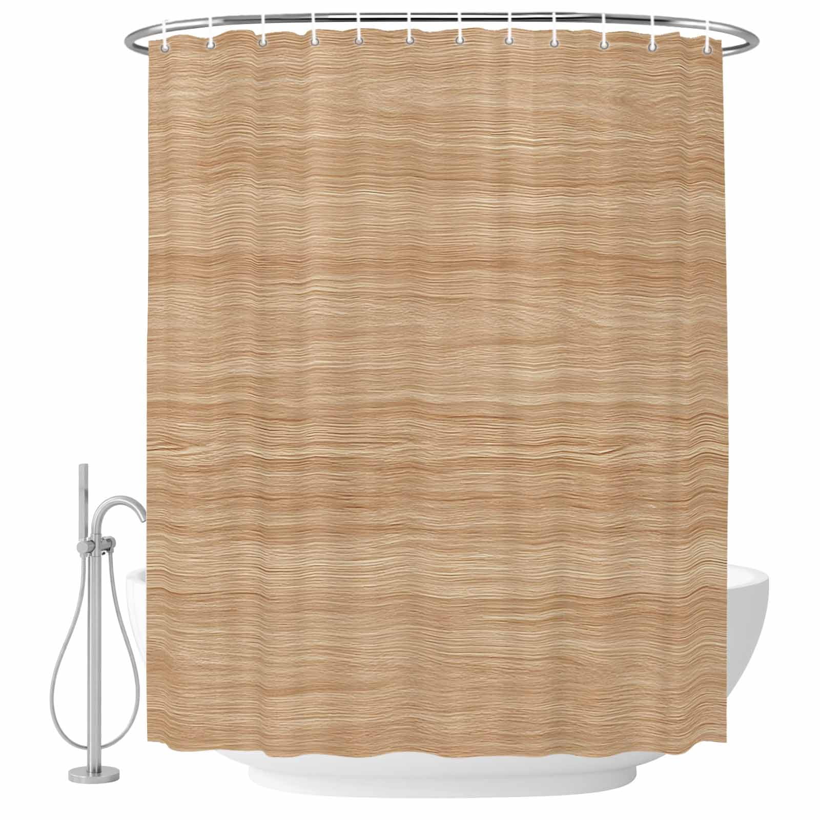 Brown Wood Grain Shower Curtain Set - Long 72" x 84" Washable Bathtub ...