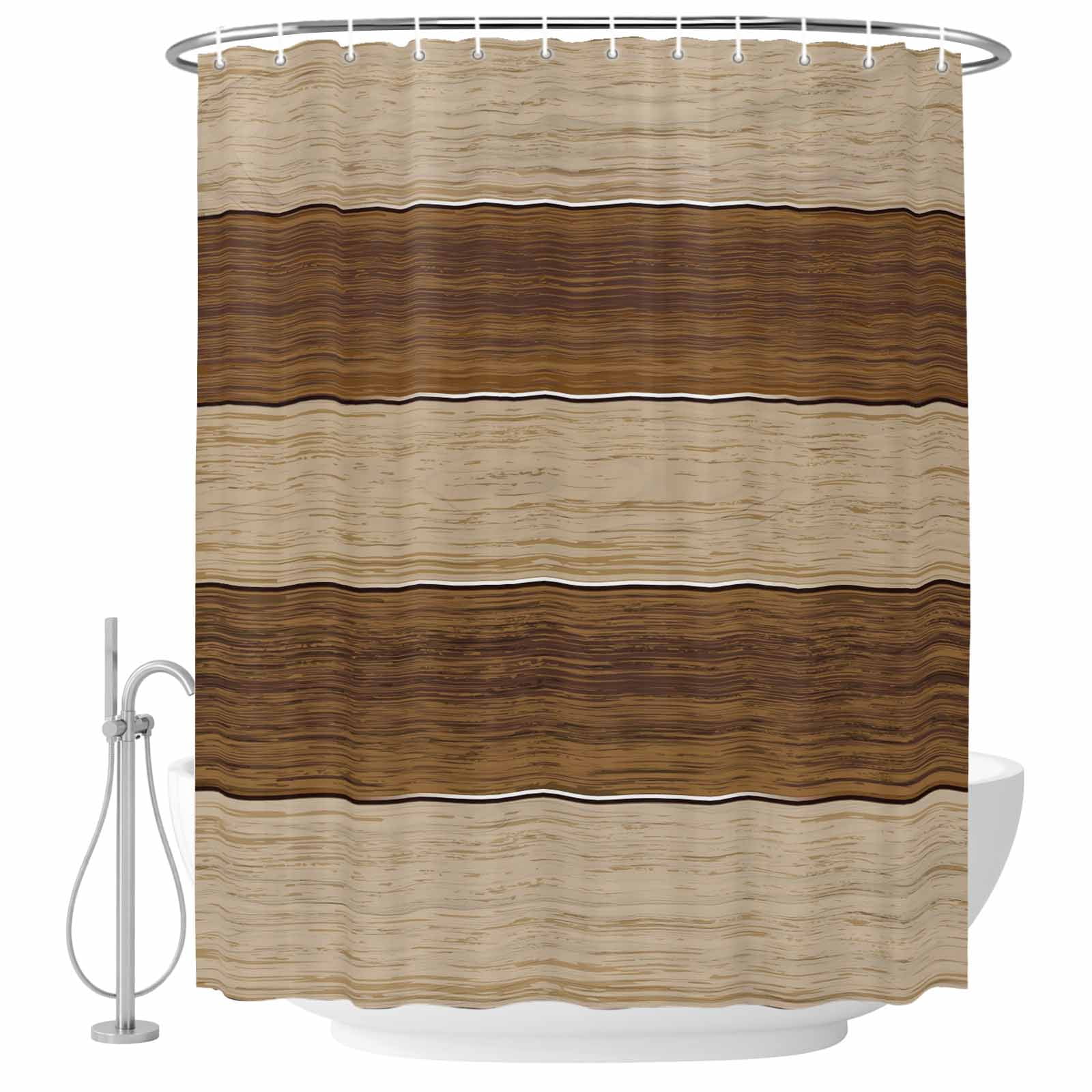 Brown Wood Grain Shower Curtain Set - Small 36" x 72" Washable Bathtub ...