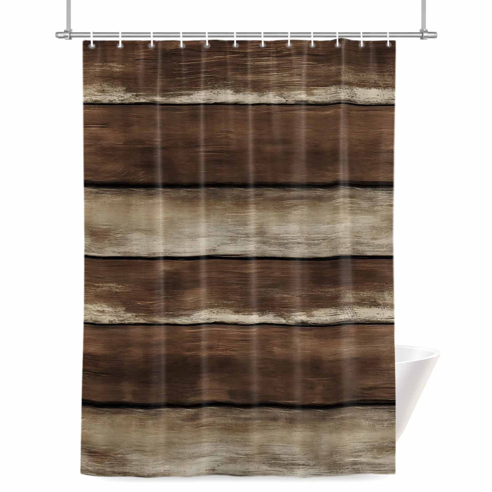 Brown Wood Grain Shower Curtain, Vintage Board Farm Countryside ...