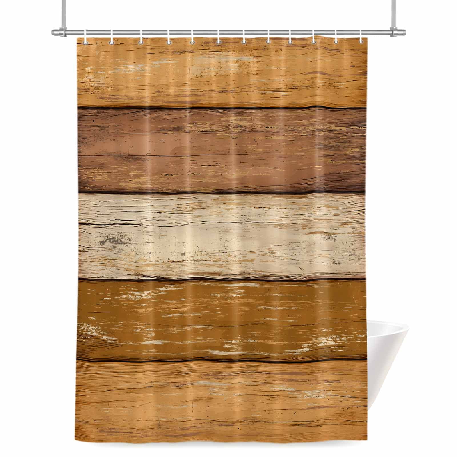 Brown Wood Grain Shower Curtain, Vintage Farmhouse Country Style ...