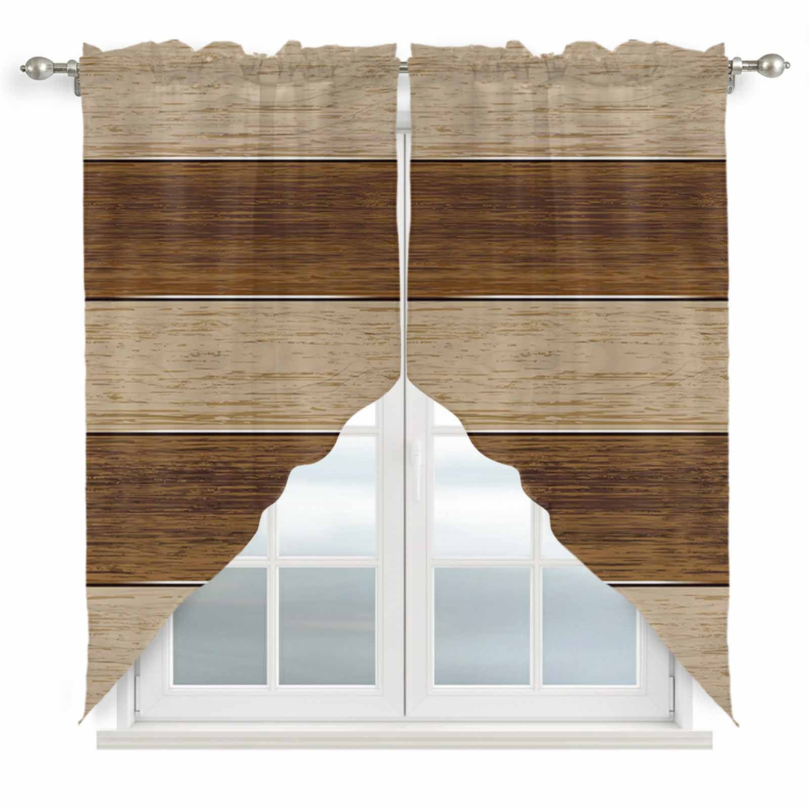 Brown Wood Grain Swag Curtain Valance for Window 2 Panels Vintage Brown ...