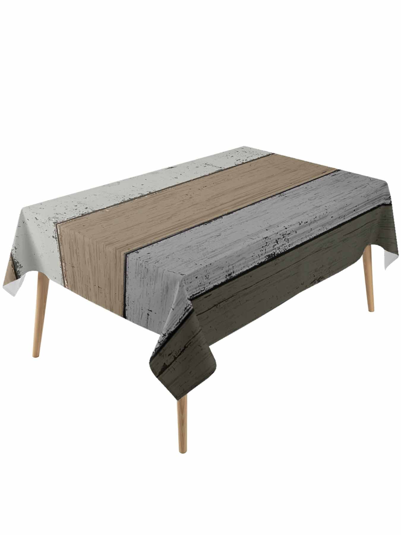 Brown Wood Grain Table Cloth, Vintage Grey Stripe Gradient Grain ...