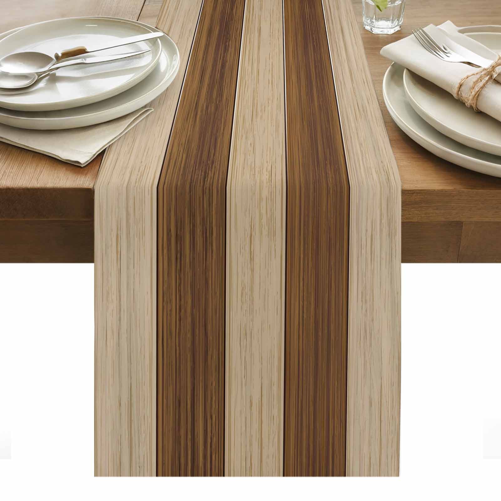 Brown Wood Grain Table Runner - 72 Inch Long, Kitchen Dining Table ...