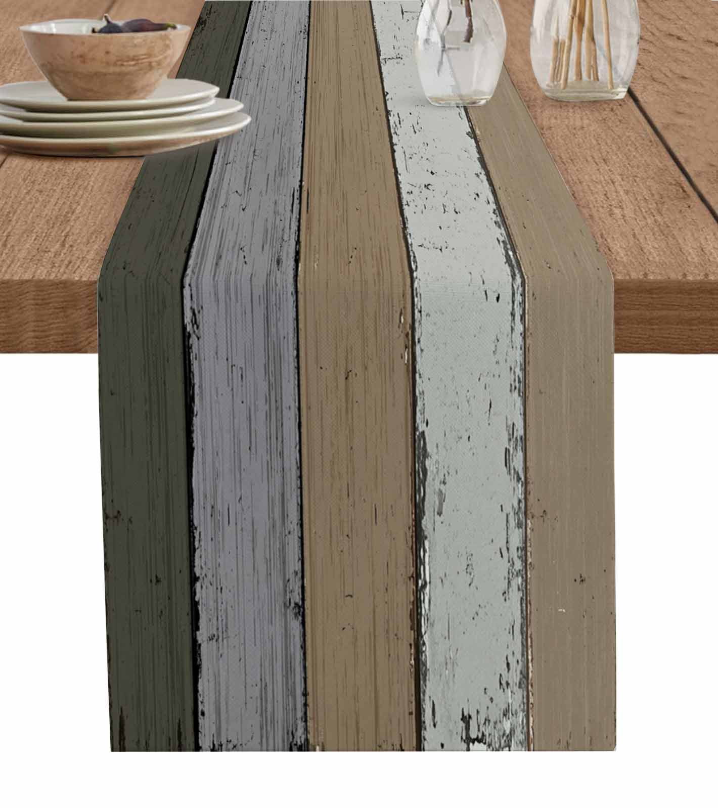 Brown Wood Grain Table Runner Vintage Grey Stripe Gradient Grain ...