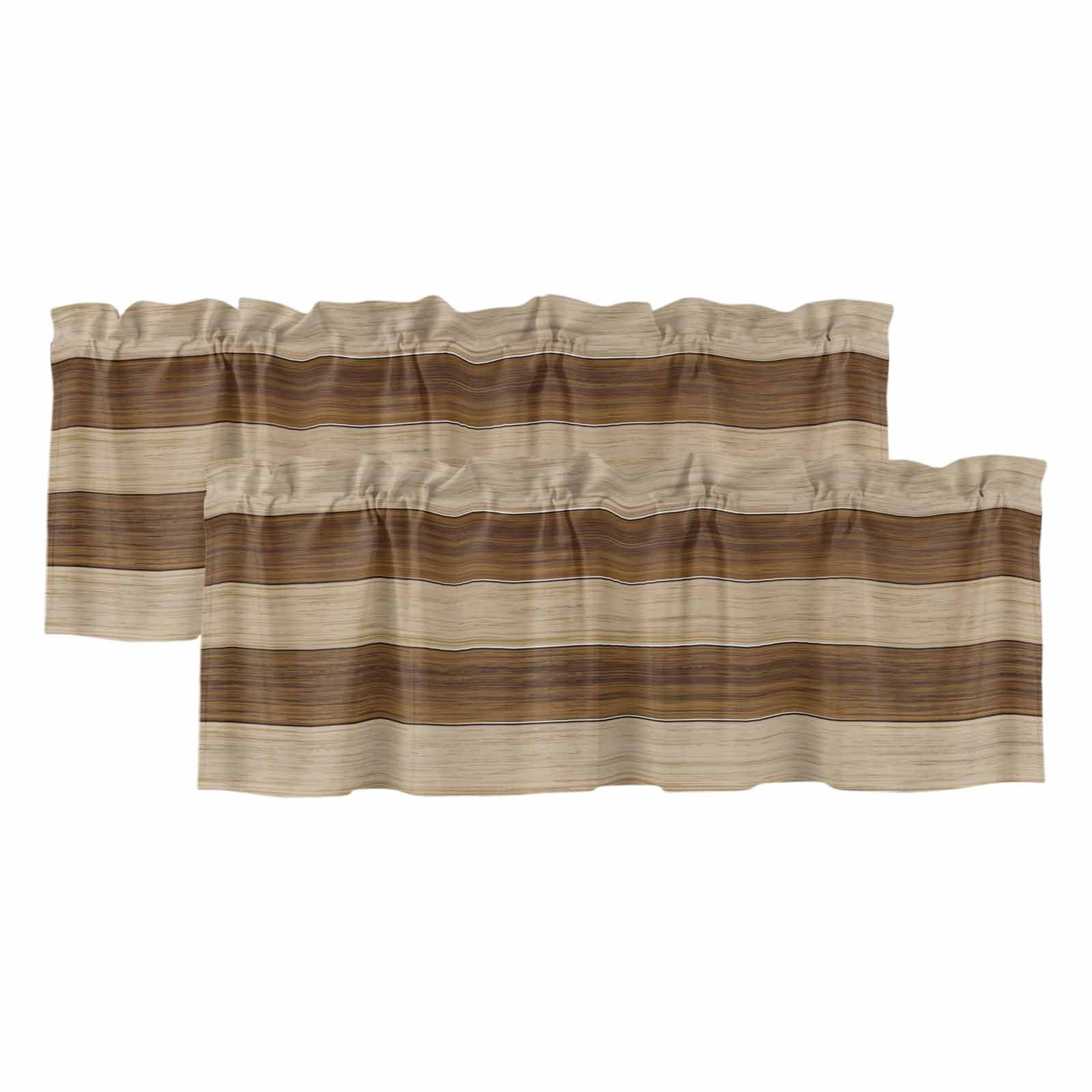 Brown Wood Grain Valances for Windows, Decorative Rod Pocket Window ...