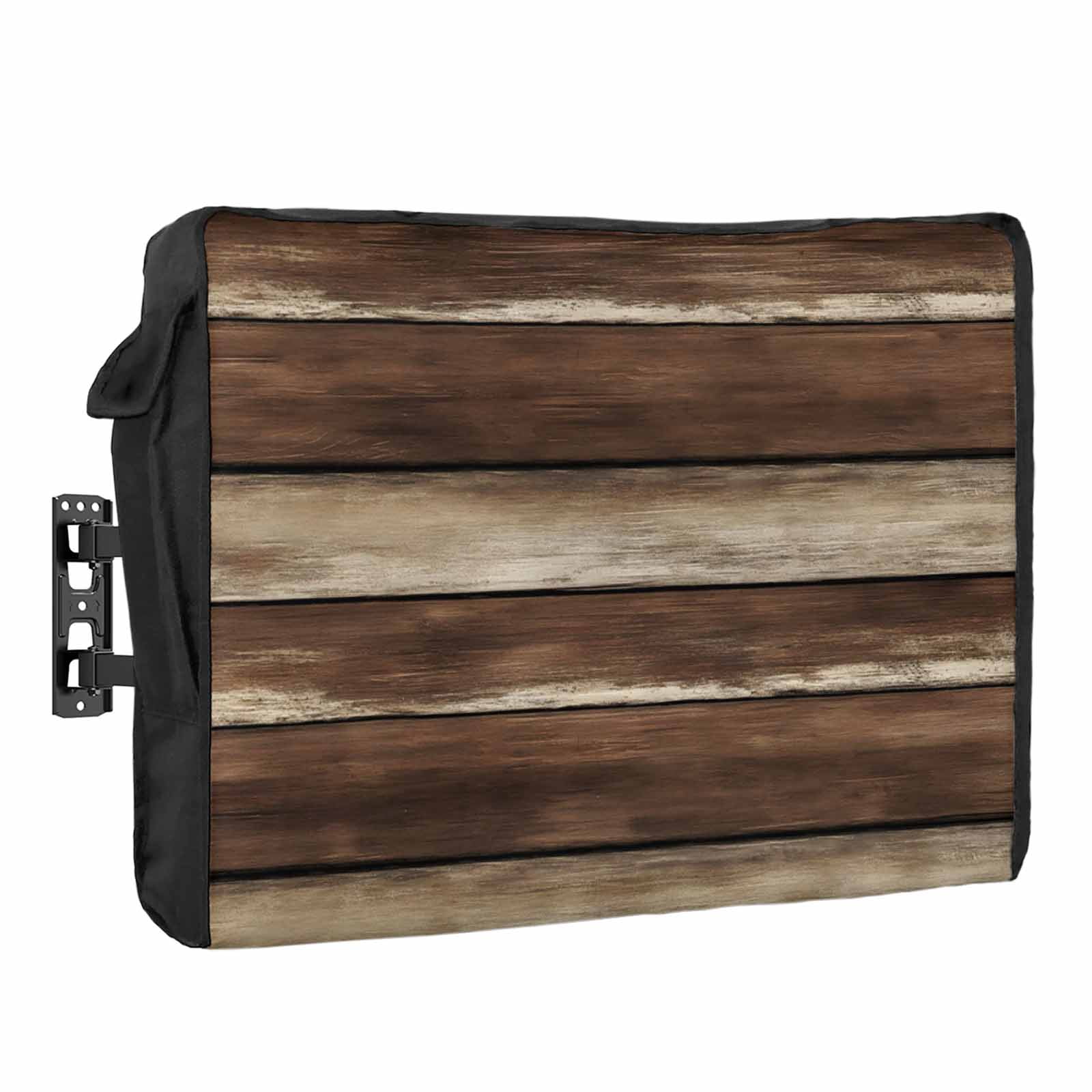 Brown Wood Grain Waterproof Outdoor TV Cover, Vintage Board Farm ...