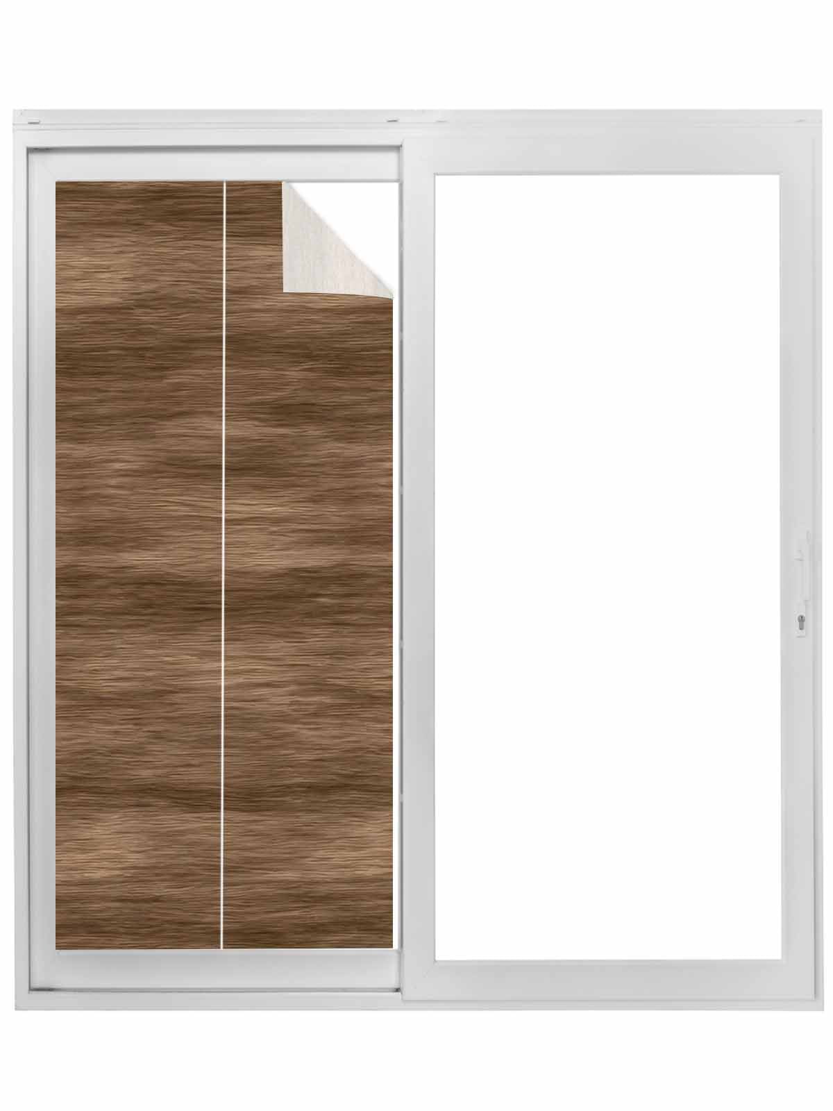 Brown Wood Grain Window Privacy Film, Retro Farmhouse Wooden Plank ...