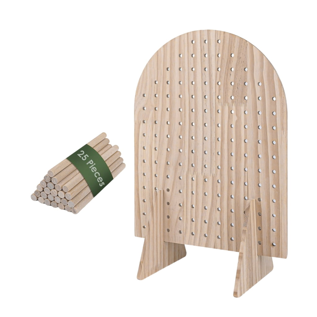 Brown Wood Jewelry Display Rack Multifunctional Wood Pegboard Rack ...