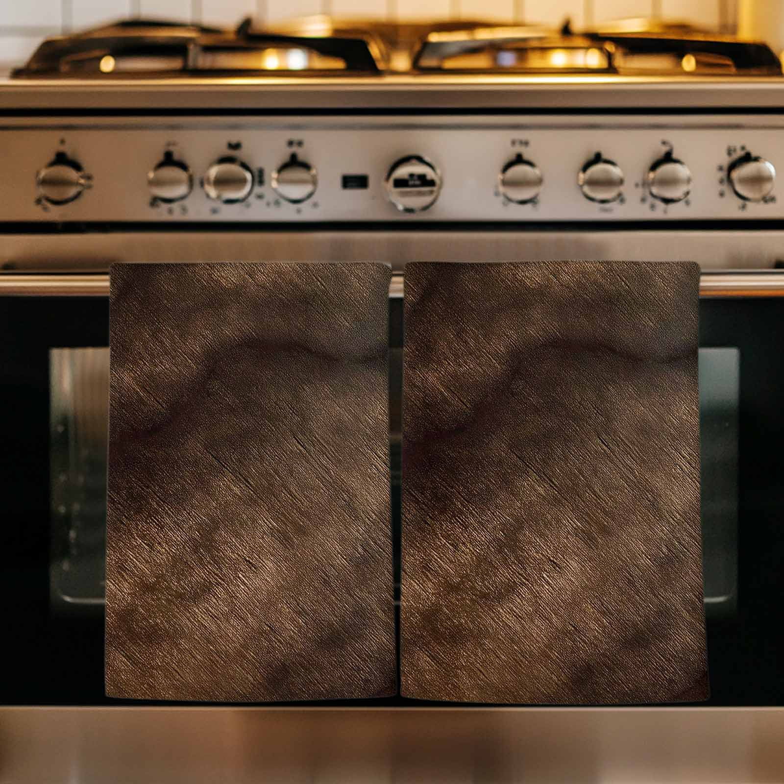 Brown Wood Kitchen Towels Set of 4, Vintage Farmhouse Wooden Planks ...