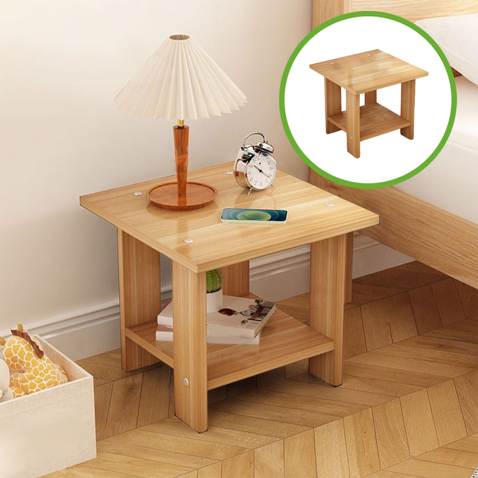 Brown Wood Modern Bedside Table - 11.8" Space-Saving Side Table for Bed ...