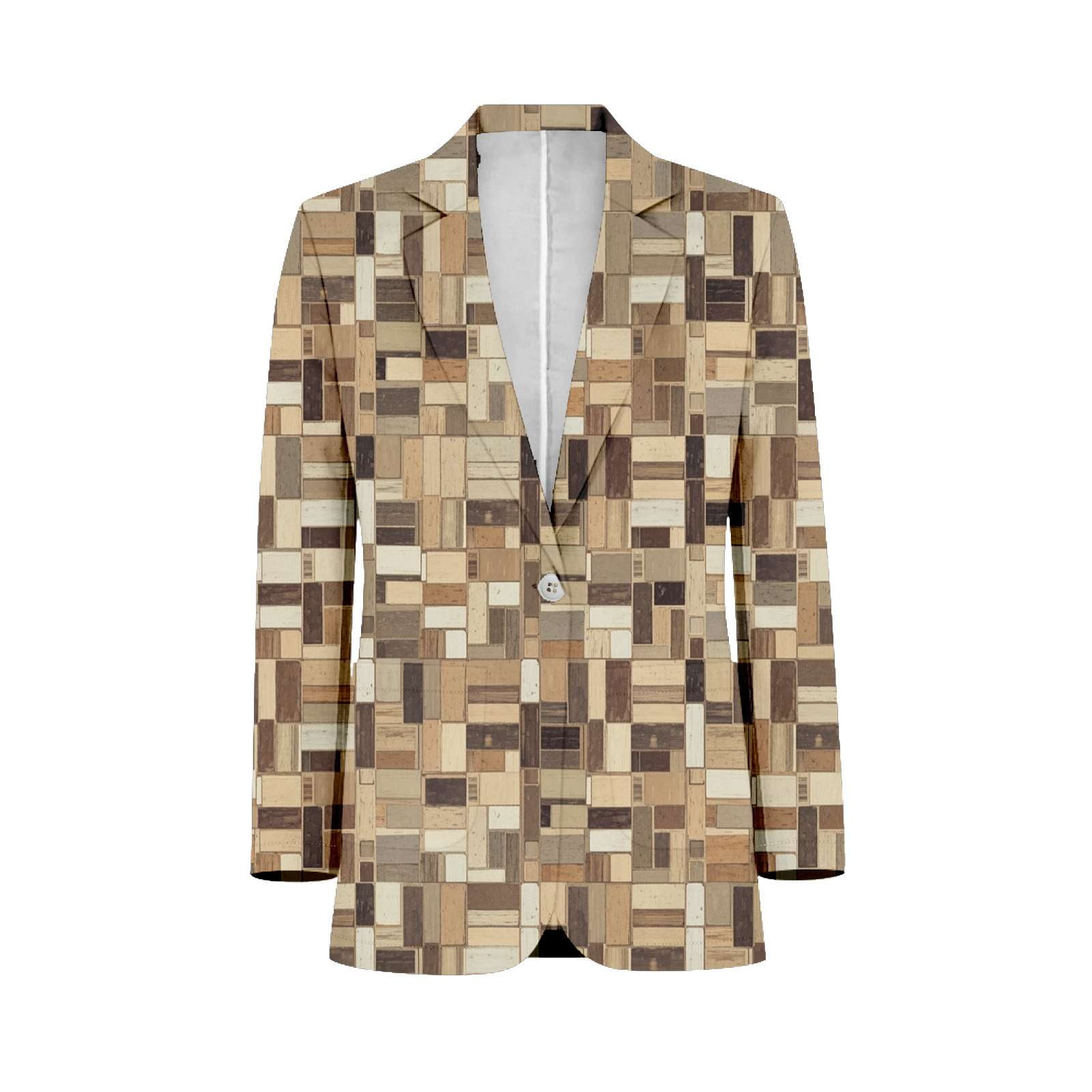 Brown Wood Mosaic Tile Pattern Customized Men's Suits full man Shawl ...