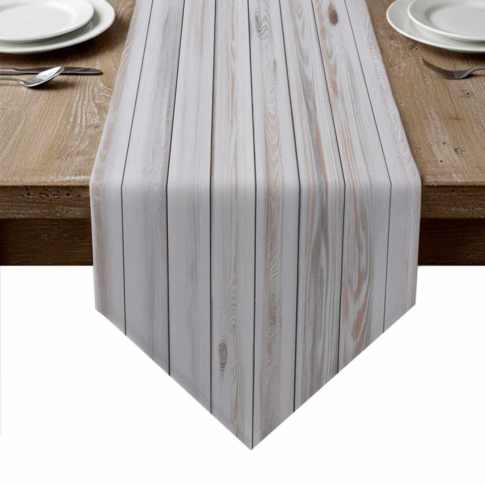 Brown Wood Plank Table Runner Linen Burlap Table Runner 72 Inches Long ...